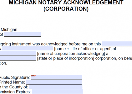 Free Michigan Notary Acknowledgement - Individual - PDF - Word
