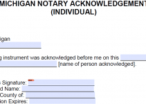 Free Michigan Notary Acknowledgement - Corporation - PDF - Word