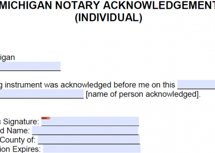 Free Michigan Notary Acknowledgement - Limited Liability Company - PDF ...