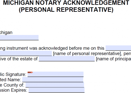 Free Michigan Notary Acknowledgement - Individual - PDF - Word