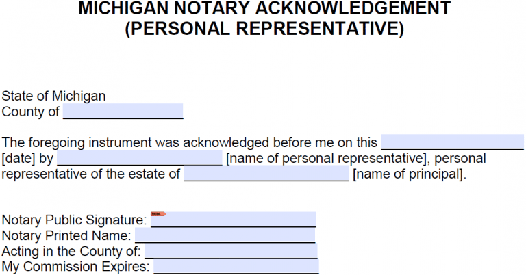 Free Michigan Notary Acknowledgement Forms - PDF - Word