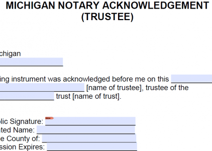 Free Michigan Notary Acknowledgement - Individual - PDF - Word