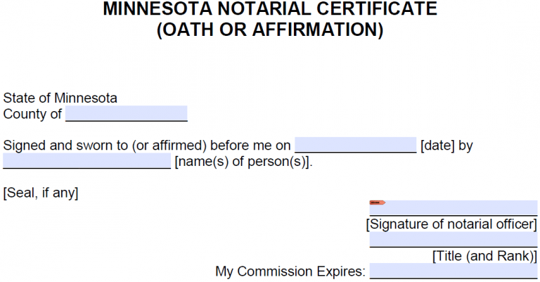 Free Minnesota Notary Acknowledgement Forms - PDF - Word