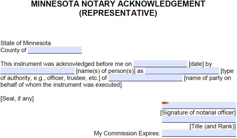 Free Minnesota Notary Acknowledgement Forms - PDF - Word