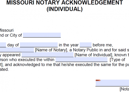 Free Missouri Notary Acknowledgement - Corporation - PDF - Word