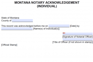 Free Montana Notary Acknowledgement Forms - PDF - Word