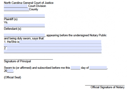 Free North Carolina Notarial Certificate – Oath or Affirmation - PDF - Word