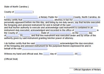 Free North Carolina Notarial Certificate – Oath or Affirmation - PDF - Word