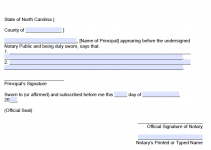 Free North Carolina Individual Notary Acknowledgement - PDF - Word