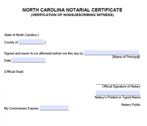 Free North Carolina Notary Acknowledgement Forms - PDF - Word