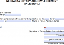 Free Nebraska Notary Acknowledgement - Corporation - PDF - Word