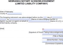Free Nebraska Notary Acknowledgement - Individual - PDF - Word