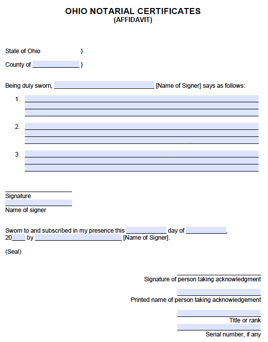 Notary Affidavit Template Notary Affidavit Template