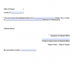 Free Oregon Notary Acknowledgement – Representative - PDF - Word