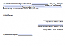 Free Oregon Individual Notary Acknowledgement - PDF - Word
