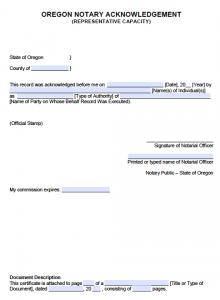 Free Oregon Notary Acknowledgement Forms - PDF - Word