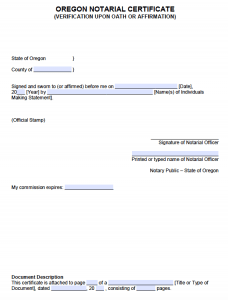 Free Oregon Notary Acknowledgement Forms - PDF - Word