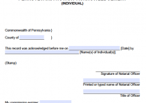 Free Pennsylvania Notary Acknowledgement – Representative - PDF - Word