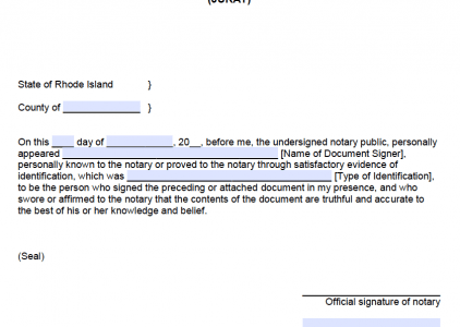 Free Rhode Island Individual Notary Acknowledgement - PDF - Word