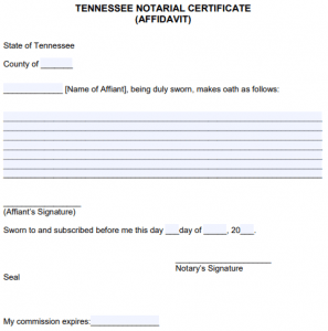 Free Tennessee Notary Acknowledgement Forms – PDF – Word