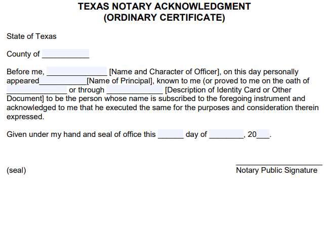Texas Notary Acknowledgement Fill Online Printable Fillable Blank Riset