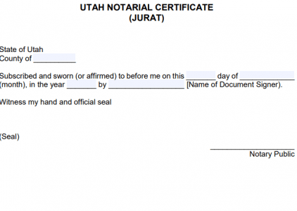 Free Utah Notary Acknowledgement - General Form - PDF - Word