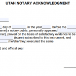 Free Utah Notary Acknowledgement - Corporation - PDF - Word