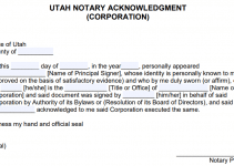 Free Utah Notary Acknowledgement - General Form - PDF - Word