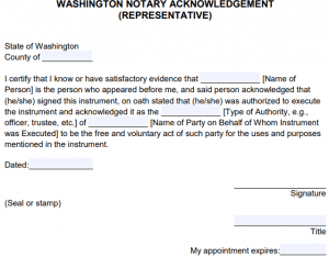 Free Washington Notary Acknowledgement Forms - PDF - Word